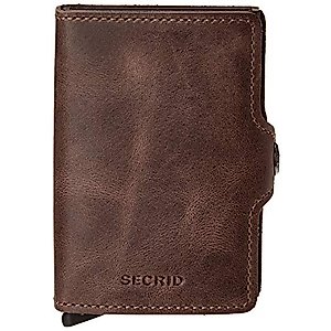 Secrid Twin Wallet, Vintage Chocolate, Genuine Leather with RFID Protecton, Holds up to 16 Cards