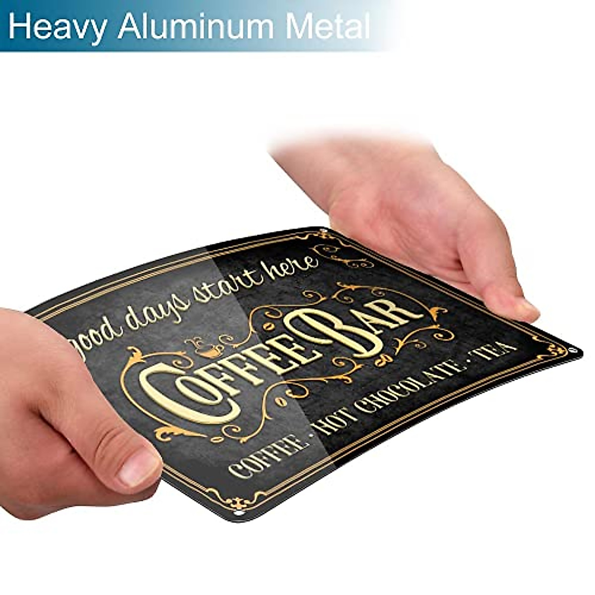 Coffee Bar Sign Hot Chocolate and Tea Vintage Metal Plaque Signs for Kitchen Cafe Pub Home Coffee Station Decor 8 x 12 inch