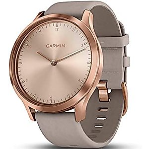 Garmin vívomove HR, Hybrid Smartwatch for Men and Women, Rose Gold w/Suede Band (Renewed)