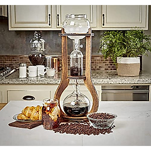 Nispira Iced Coffee Cold Brew Drip Tower Coffee Maker Wooden, 6-8 cup
