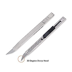 Gomake Wrapping Paper Cutter Utility knife 9mm Stainless Steel Handled Lockable Box Cutter with 30 Degree Snap Off Blades for Vinyl Film Cutting ,Craft Knife,Window Tint Gift Wrap Cutter