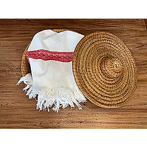 JOSE ARTESANO Pine Needle Tortilla Warmer (Ocoxal), 9.8 IN x 9.8 IN, Rustic Tortillero, Natural Brown, Handcrafted In Mexico, 100% Sustainable, Organic And Vegan, (Natural w cloth)