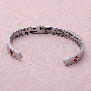 FOTAP Ruby red slippers Gift Wizard of Oz Jewelry A Heart Is Not Judged By How Much You Are Loved Keychain Wizard of Oz Lovers Gift (Red Shoe cuff)