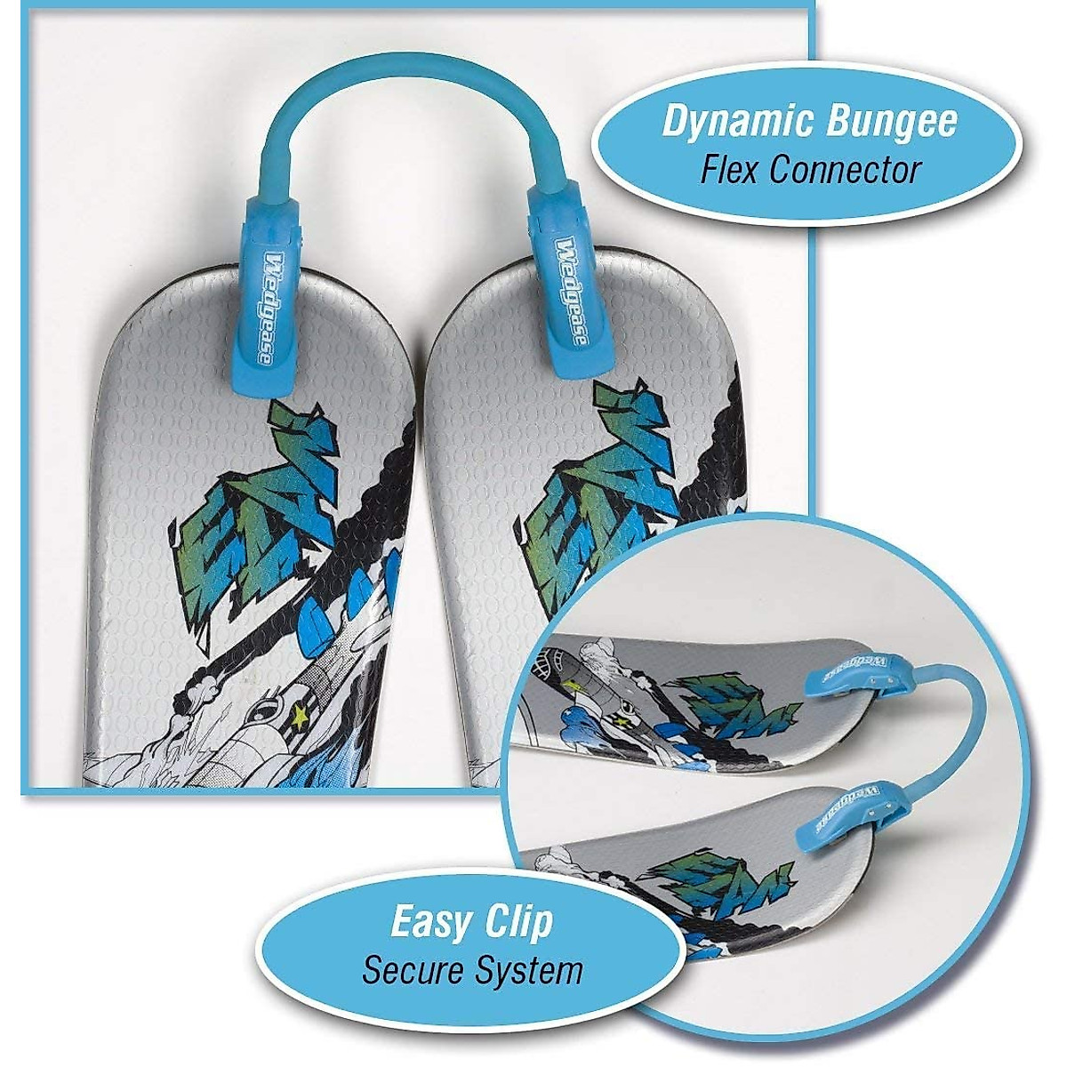 Launch Pad Wedgease Ski Tip Connector - Teaches Speed Control, Making a Wedge, Basic Turning - Portable and Durable - Perfect for Beginners (Blue)