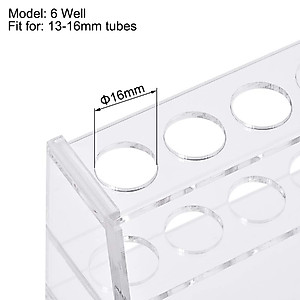 uxcell Acrylic Test Tube Holder Rack 6 Wells for 10ml Centrifuge Tubes Clear