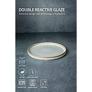 famiware Star Dinner Plates for 6, 10 inches Plate Set, Scratch Resistant, Stoneware Dinnerware, Kitchen Modern Rustic Serving Dishes, Cappuccino White