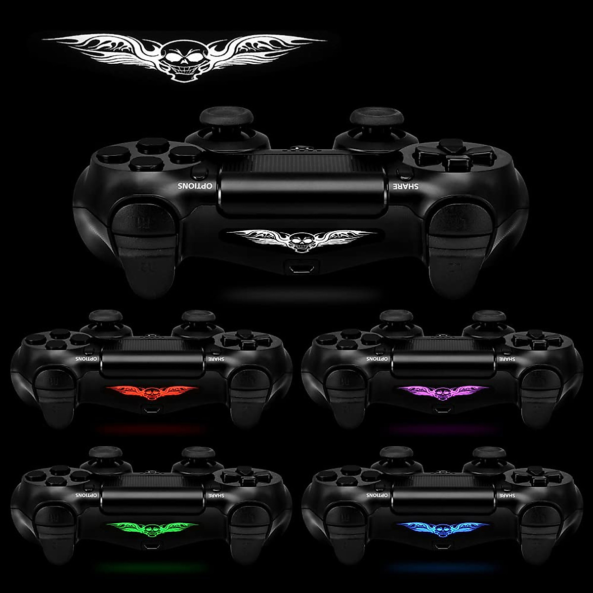 eXtremeRate 60 Pcs/Set Game Theme Led Lightbar Cover Skins for PS4 Controller, Custom Vinyl Light Bar Decals Stickers for PS4 Slim Pro Controller