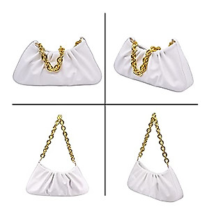 Zengmei Shoulder bag, Designer Bag, Saddle Purse for Women Female Girl 15-White Gold Chain