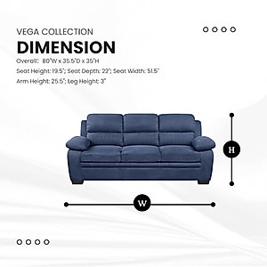 Lexicon Vega 80" W Fabric Living Room Sofa Couch, Blue