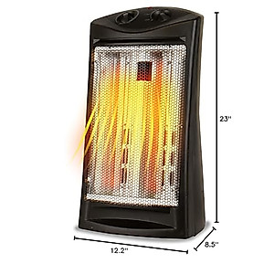 BLACK+DECKER Infrared Radiant Quartz Tower Heater, 1500W Space Heater with Adjustable Thermostat, Portable Heater with 2 Settings, Personal Heater for Home and Office, BHTI06, Black