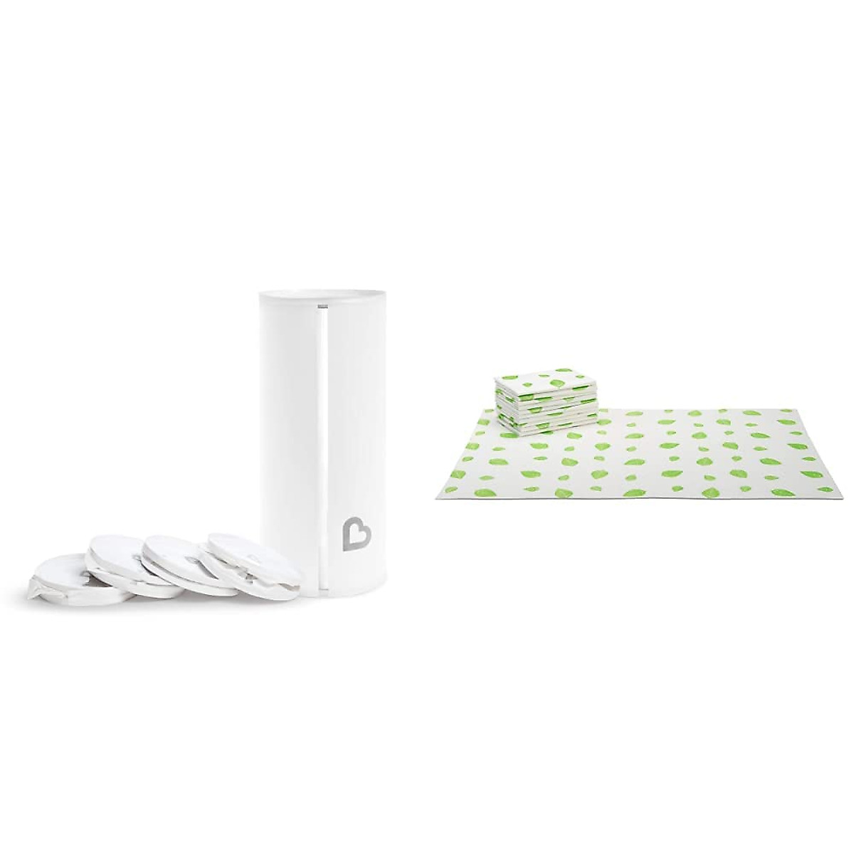 Munchkin® Toss™ Portable Disposable Diaper Pail, 5 Pack and Arm & Hammer Disposable Changing Pads, 10 Pack