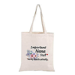 PWHAOO Nana Tote Bag Gift Important Nana Stuff Mainly Snacks Actually Tote Bag Mother's Day Gift (Nana Stuff TB)