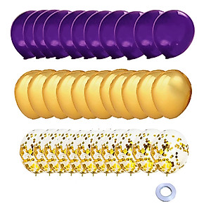 Graduation Decorations Purple Gold 2024/Purple Gold Balloons/Purple Graduation Party Decorations VIKINGS NYU LSU/Birthday Party Decorations for Women Purple Gold/Eid Mubarak Decorations