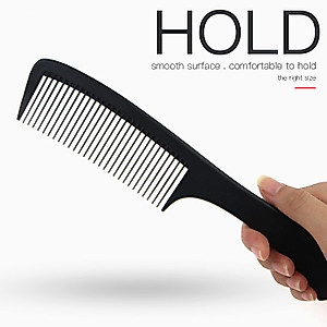 Large Detangling Comb With Professional Handle - Carbon Fiber, Cutting, Hairdressing, Styling, Round Tooth, Barber, Travel Hair Comb for Men and Women