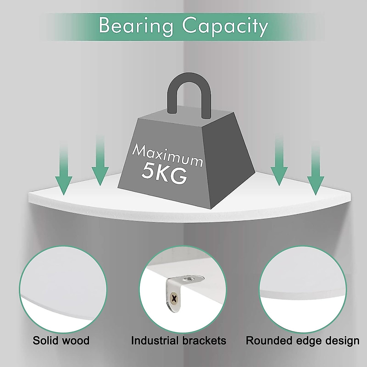 Yuehuam 3 Pack White Corner Floating Shelves Wall Mounted Corner Storage Display Shelving Floating Corner Shelf Rack for Bathroom, Bedroom, Living Room, Kitchen