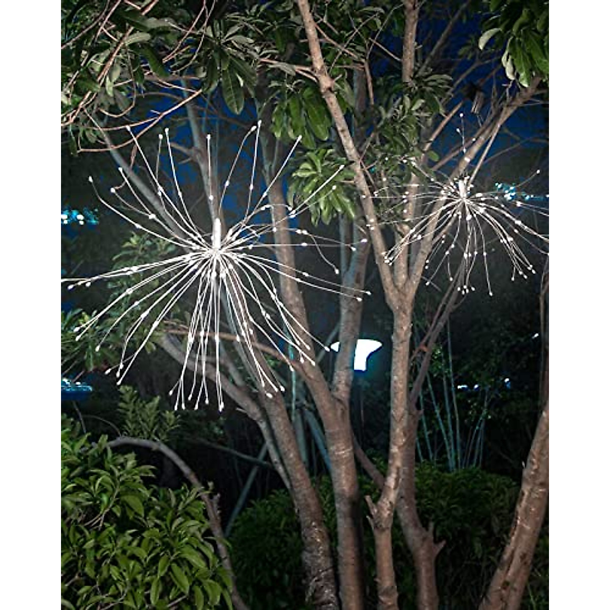 4 Pack Firework Lights 150 Led Copper Wire Starburst String Lights 8 Modes Battery Operated Fairy Lights with Remote Hanging Christmas Lights for Party Patio Wedding Waterproof Decoration (White)