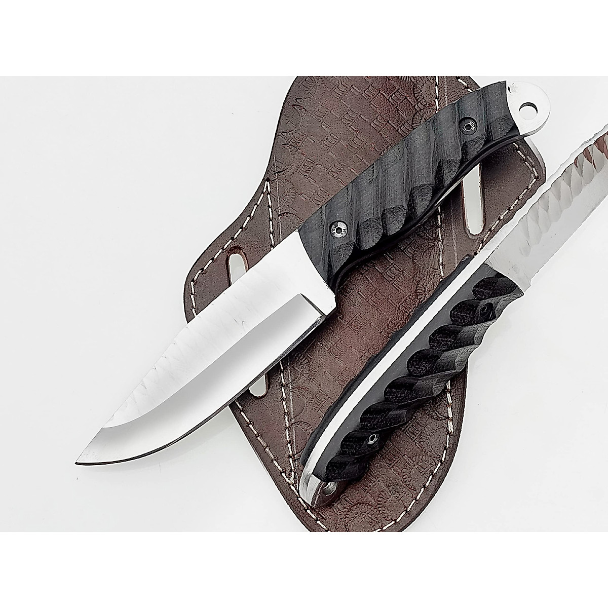 Nice Hand made High carbon steel skiner knife, Hunting knife for skinning, Survvial for camping and hiking with Beautiful leather sheath. (BROWN)