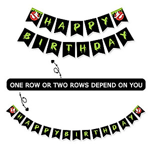 Ghost Busters Inspired Happy Birthday Banner, Horror Theme Bday Party Sign, Ghostbusters Halloween Bunting Decoration