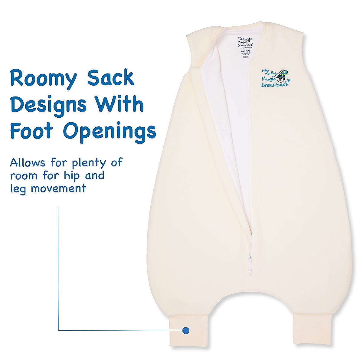 Baby Merlin's Magic Dream Sack Walker - Microfleece Baby Wearable Blanket - Cream - Baby Sleep Sack 12-18 Months