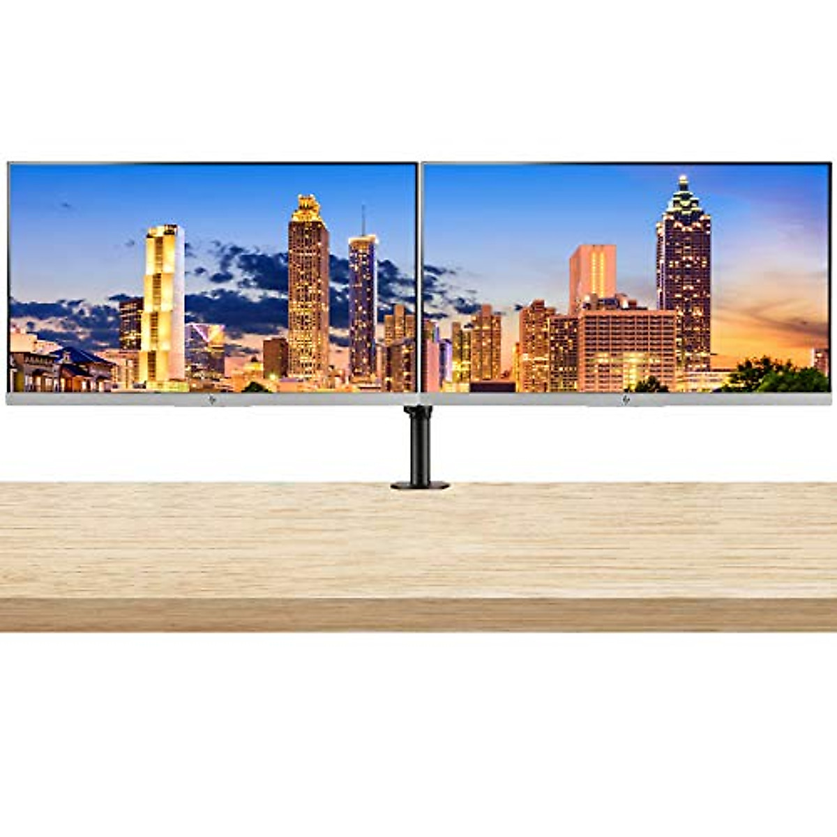 HP EliteDisplay E273q 27 Inch IPS LED Backlit Monitor (1FH52A8#ABA) 2-Pack Bundle with Desk Mount Clamp Dual Monitor Stand