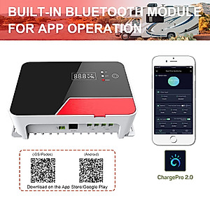 Y&H 20A MPPT Solar Charge Controller 12V/24V DC Input Negative Ground Controller with Bluetooth LCD Display Touch Screen,Solar Panel Regulator for AGM, Gel, Flooded, and Lithium