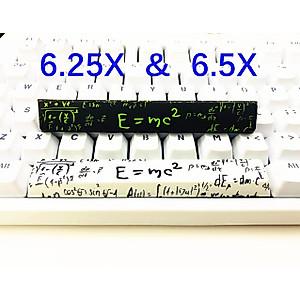 Novelty Spacebar Artisan Keycap PBT Dye Subbed 6.25u 6.5u Custom Keycaps OEM Profile for Standard ANSI Cherry MX Mechanical Gaming Keyboards (6.25u E=mc² (Black))
