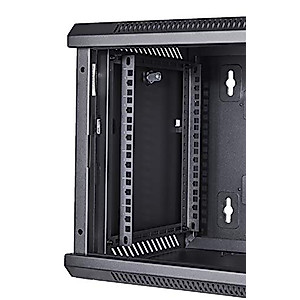 KENUCO [Fully Assembled] Deluxe IT Wall Mount Cabinet | Server Rack | Data Network Enclosure 19-Inch Server Network Rack with Locking Tempered Glass Door (Black 6U)