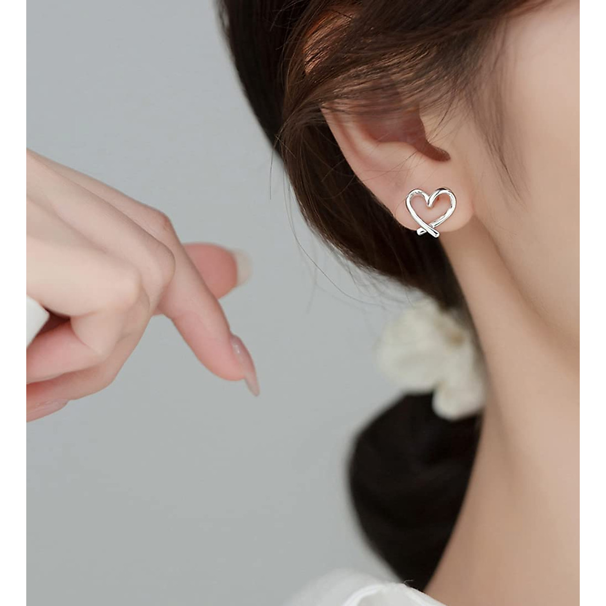 Reffeer Solid 925 Sterling Silver Love Heart Clip On Earrings Ear Cuffs for Women Teen Girls Heart Wrap Earrings No Piercing (A-Silver)