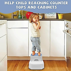 TinaJOJO 2 Step Stool for Kids, Toddler Step Stool for Toilet Potty Training, Double up Step Stool for Bathroom, Anti-Slip Sturdy Kitchen Helper Stool (Blue)