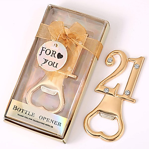 36 Pack 21th Birthday Bottle Opener for 21th Birthday Party Favors 21th Wedding Anniversaries Souvenirs Favors Gifts Decorations (36, Golden-21th)
