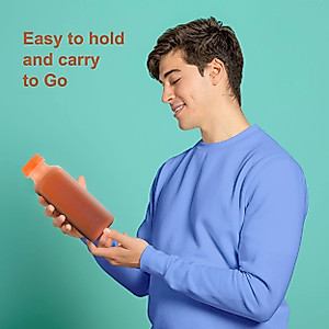 Empty Plastic Juice Bottles with Tamper Evident Caps 16 OZ - Smoothie Bottles - Ideal for Juices, Milk, Smoothies, Picnic's and even Meal Prep by EcoQuality Juice Containers (16 Ounce) (5)