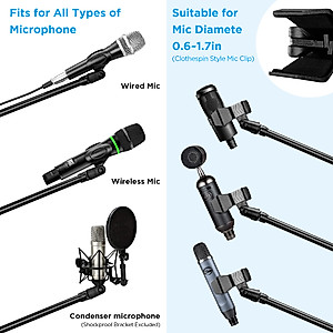 Bietrun Wireless Microphone with Microphone Stand