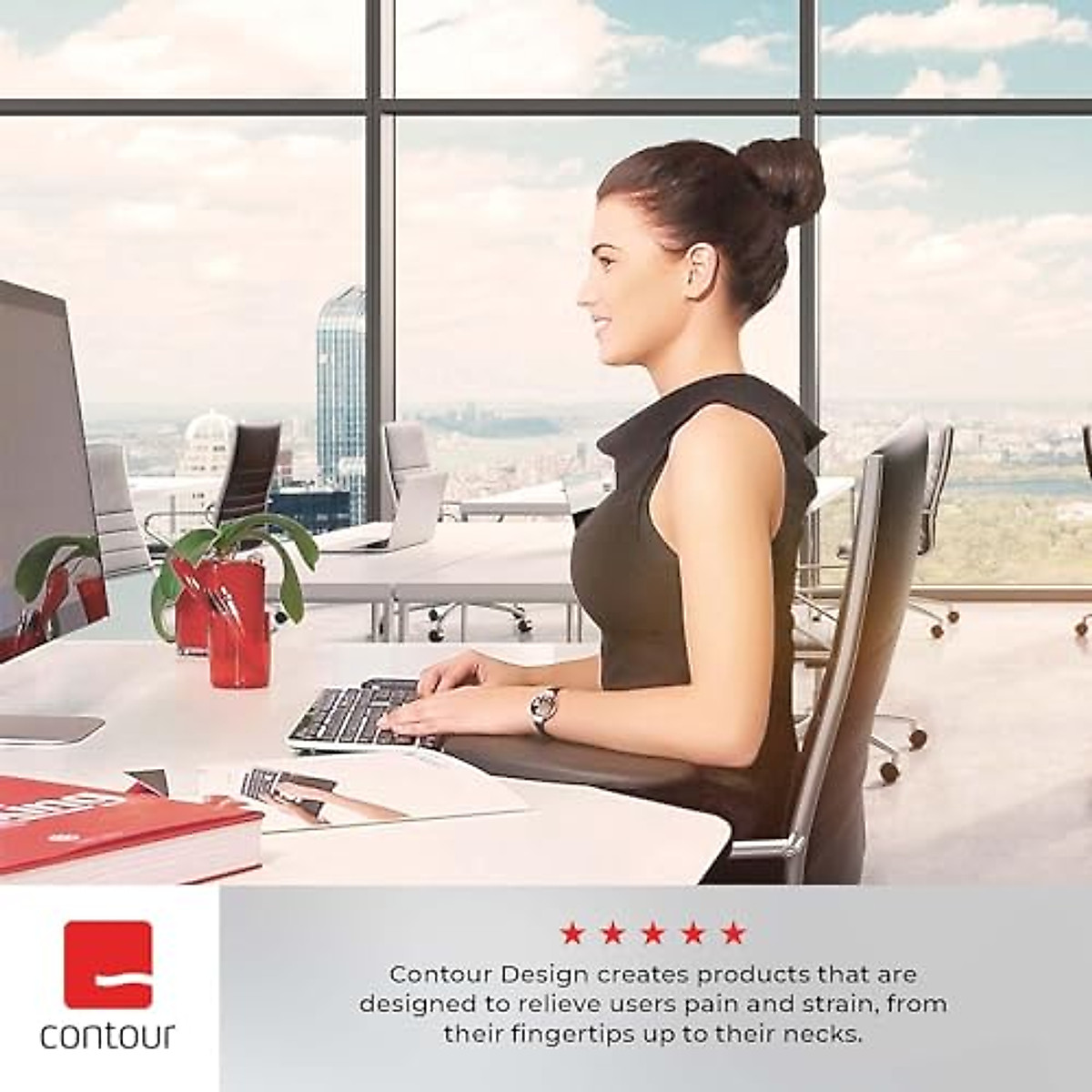 Contour Design Balance Keyboard – Wired, Ergonomic Design - Compact Size, Adjustable Tilt to Support Wrist Strain, Plug & Play PC/Mac