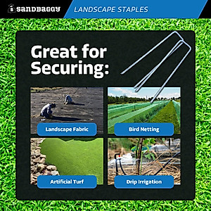 Sandbaggy 6 inch Landscape Sod Staples (8 Gauge Steel) | Great for Hard & Rocky Soil | 40% Thicker Than Standard 11 Gauge Staples | Trusted by Farmers & Contractors Across USA (100 Staples)