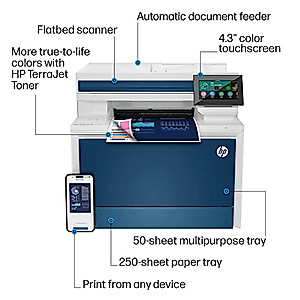 HP Color LaserJet Pro MFP 4301fdw Wireless Printer, Print, scan, copy, fax, Fast speeds, Easy setup, Mobile printing, Advanced security, Best-for-small teams, white, 16.6 x 17.1 x 15.1 in