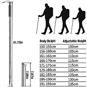 Hiking Pole Detachable Lightweight for Hiking Stick Walking Pole for Man Women