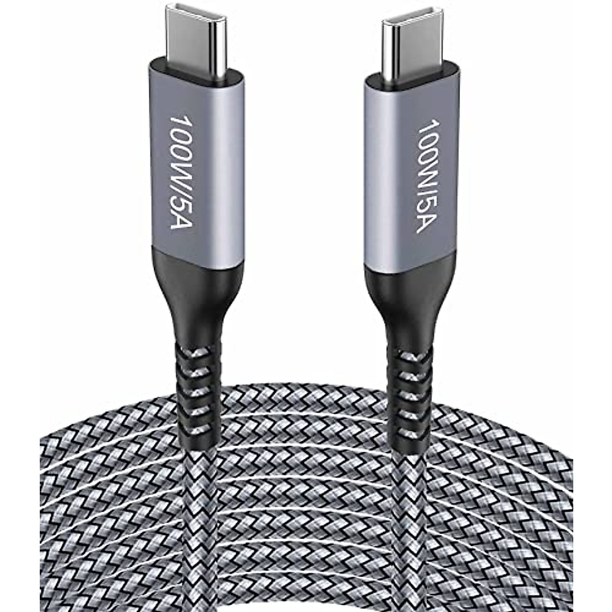 15FT USB C to USB C Cable 100W, Type C Fast Charging, Long Braided, Charger Cord Compatible with Samsung Galaxy S21 S20,Note 10/20,Google 4a/4/3 XL,MacBook Pro/Air,iPad Pro/Air, Dell XPS,Moto G7 Plus