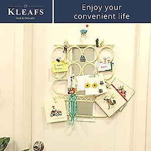 KLEAFS - Handmade Scarf Hangers for Closet with Hook for Bulky Scarf, Space-Saving Scarf Organizer, Scarf Storage Classical Lifestyle, Hijab Hangers (Beige - 8 Rings, 2 Ellipse)