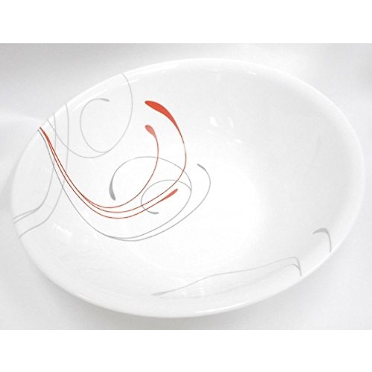 New Corelle Splendor 2-Qt Round 10 1/4" Serving Bowl-Energetic Red Gray Scrolls! ;#G344T3486G 34BG82G183755