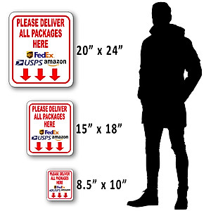 Please Deliver All Packages Here Arrows Delivery Sign for Delivery Driver - Delivery Instructions for My Packages from Amazon, FedEx, USPS, UPS, Indoor Outdoor Signs for Home, Office, Work, 8.5"x10"