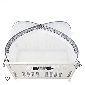 Baby Safety Crib Tent - Premium Toddler Crib Topper to Keep Baby from Climbing Out - See Through Mesh Crib Net - Mosquito Net - Pop-Up Crib Tent Canopy to Keep Infant in