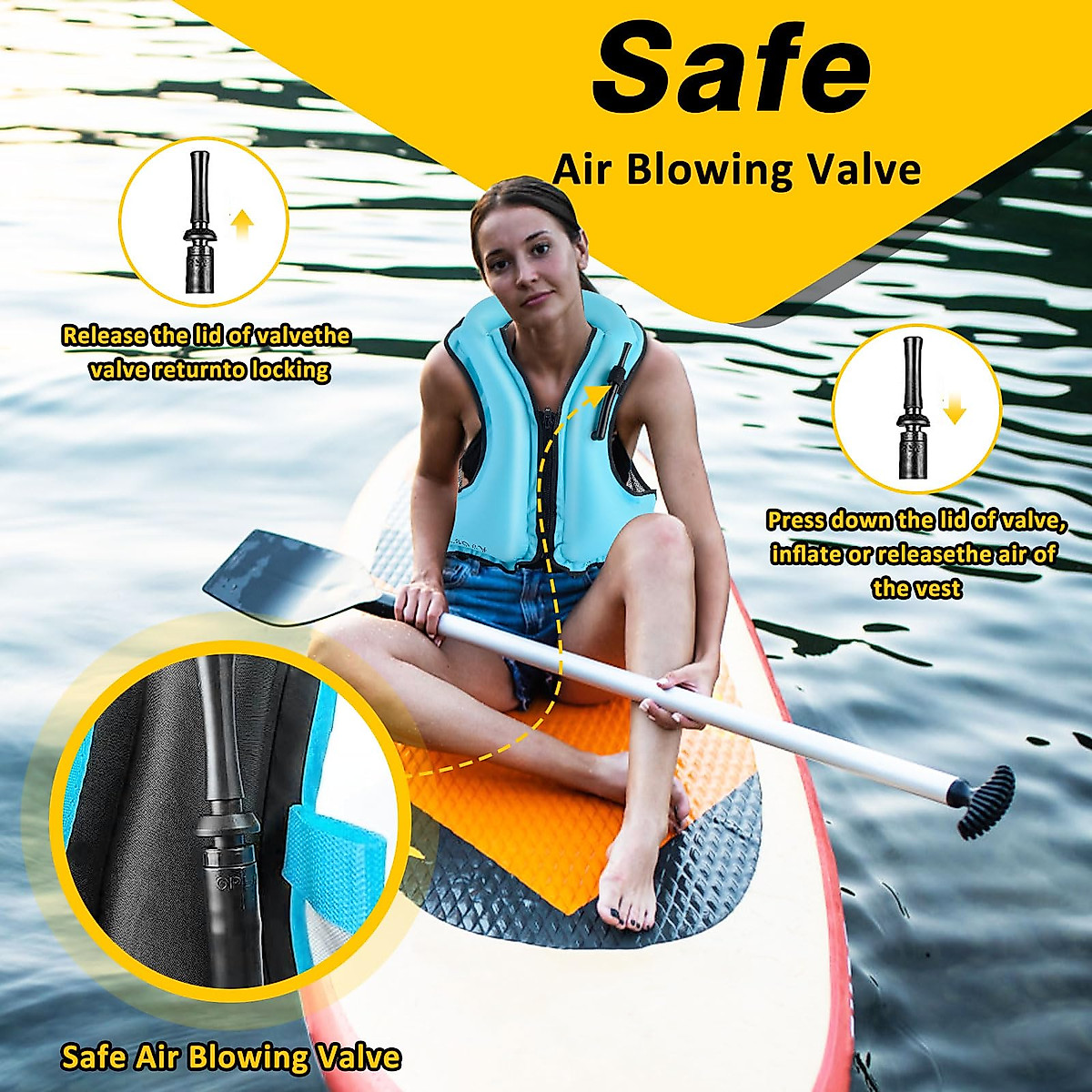 SOLY Inflatable Snorkel Vest for Adults，Snorkeling Vest，Snorkeling Vest for Kayaking Canoeing Water Sports Safety.