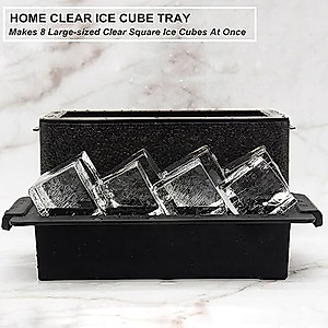 Bangp Clear Ice Cube Maker,Clear Ice Cube Mold with Reusable Ice Cube Storage Bag,Silicone Clear Ice Cube Tray Makes 8×2 Inch Clear Square Ice Cubes for Whiskey & Cocktails - Precious Gifts for Men