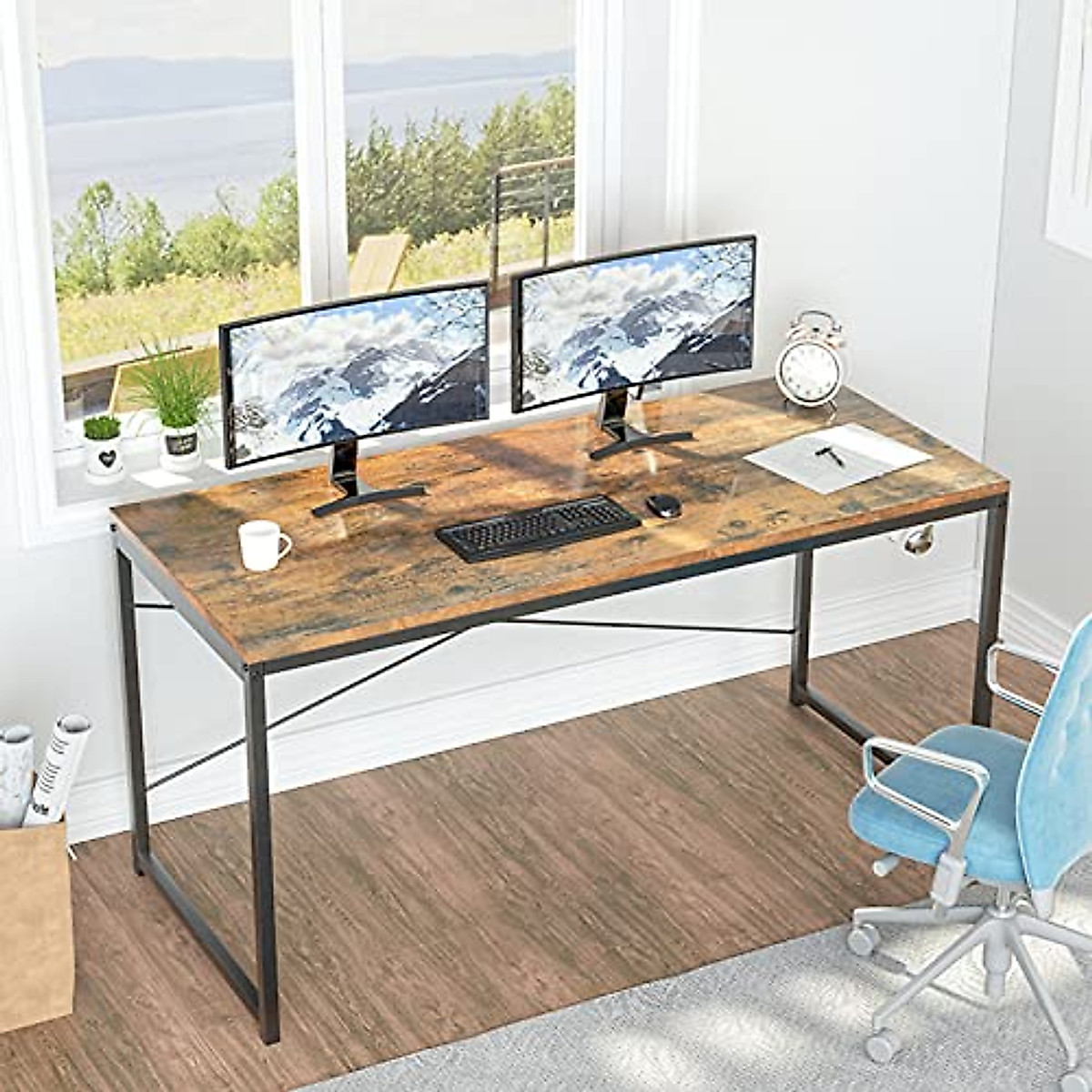 CooFel 47 Inch Computer Desk, Modern Simple Style Small Office Desk, Writing Desk, Study Table, Work Desk for Home Office, Student Study Writing (47" x 24" x 30")