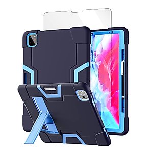 iPad Pro 12.9" Case 2022 2021 2020 2018,AICase Heavy Duty Hybrid Shockproof Hard Cover Rubber Stand with Screen Protector+Stytus for Apple iPad Pro 12.9-inch (6th,5th, 4th & 3rd Gen)