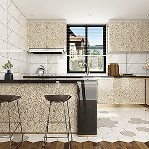 CHICHOME 472"x30" Granite Contact Paper Brown Terrazzo Contact Paper Peel and Stick Granite Countertops Marble Contact Paper Waterproof Self Adhesive Removable Vinyl for Bathroom Kitchen Countertop