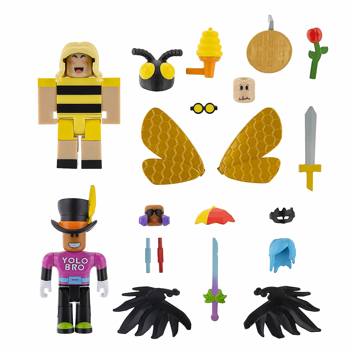 Roblox Avatar Shop Series Collection - Just Bee Yourself + Rainbow Robloxian Raver Bundle [Includes 2 Exclusive Virtual Items]