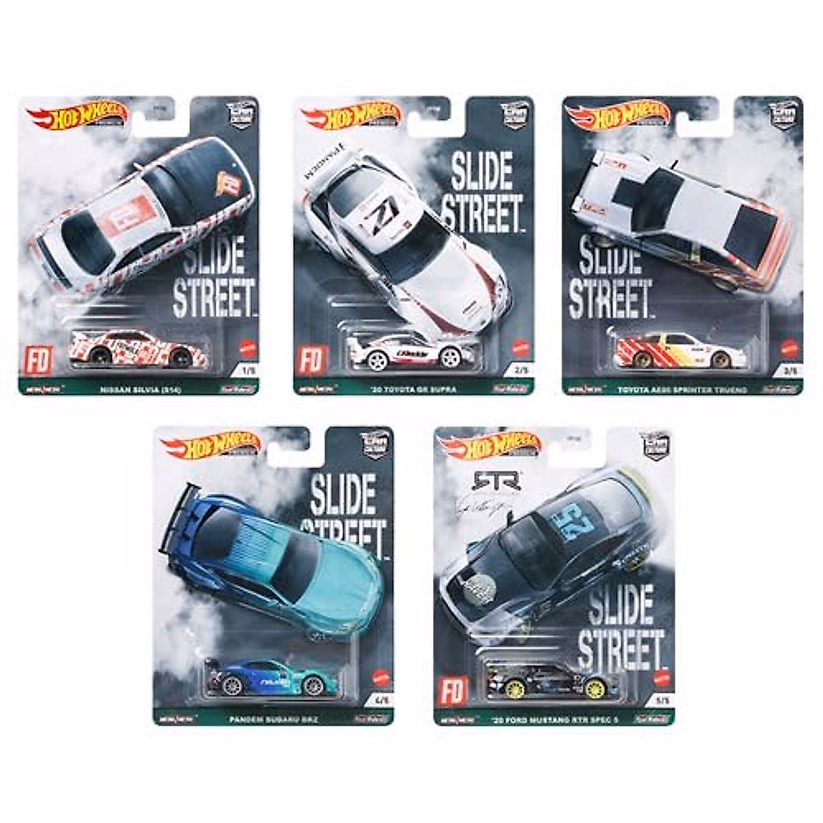 Hot Wheels Premium Car Culture Slide Street Slidewayz Complete Set of 5 Diecast Vehicles