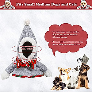 Faveetie Christmas Santa Dog Costume Pet Clothes Xmas Coat with Hat Sweater Winter Warm Outfit for Small Medium Dogs Cats Christmas Party Pet Cosplay Costumes Dressing up, Gray