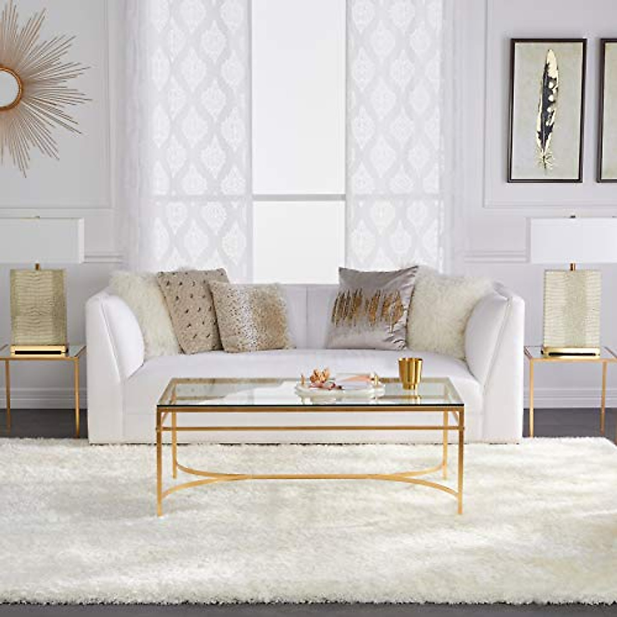 SAFAVIEH Luxe Shag Collection 8' x 10' Ivory SGX160A Handmade Glam 3.2-inch Extra Thick Area Rug